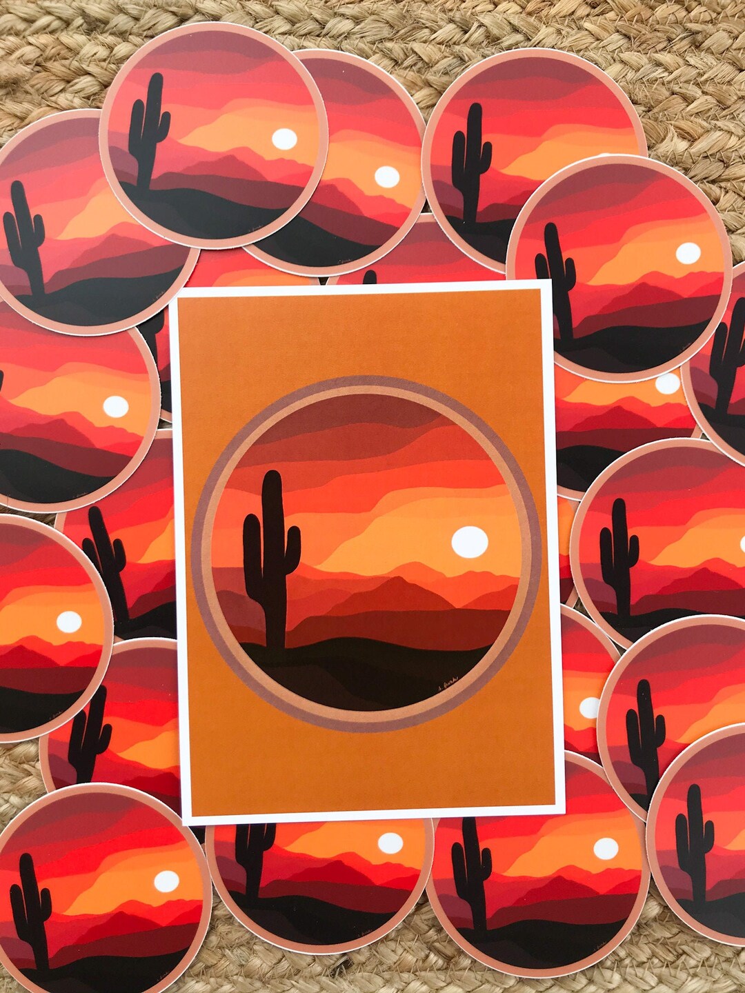 Art Print - 5x7 Desert Cactus Sunset - Etsy