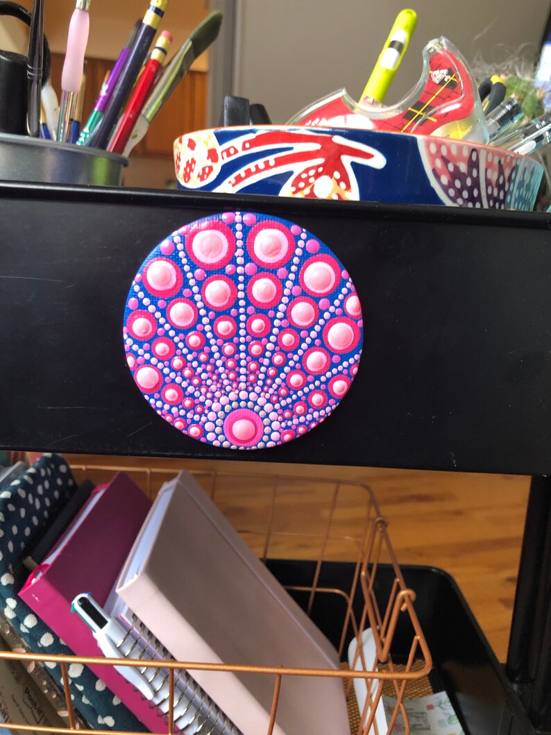 Bubble Gum Pink seashell Dot Mandala Magnet | Etsy