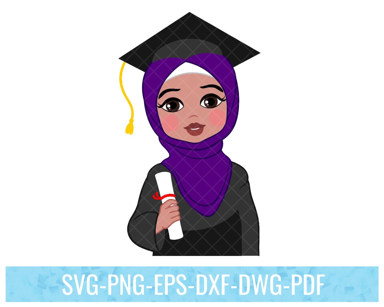Digital Muslim Girl Graduation Grad Woman Design Cute Girl | Etsy