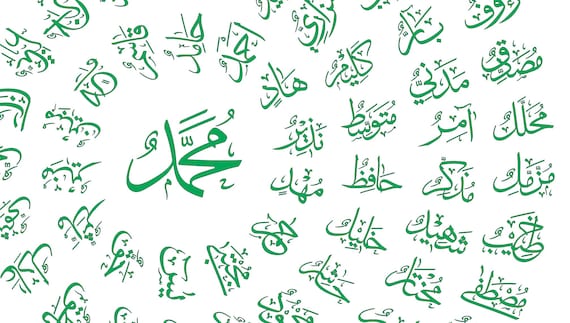 Prophet Muhammad Name Calligraphy Digital, Names Of Prophet Muhammad