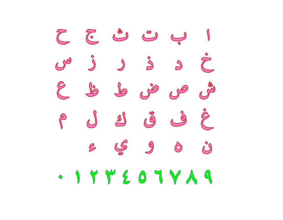 Digital, Vector Design, All Arabic Letters, Numbers, Alphabet, PDF, SVG ...