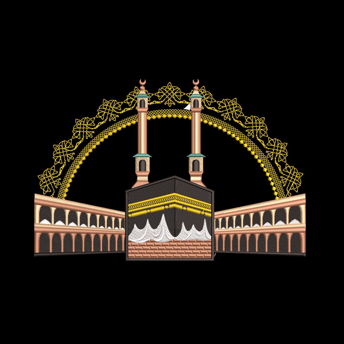 Digital, Kaaba, Hajj, Madina, Makkah, Arabic, Machine Embroidery Design ...