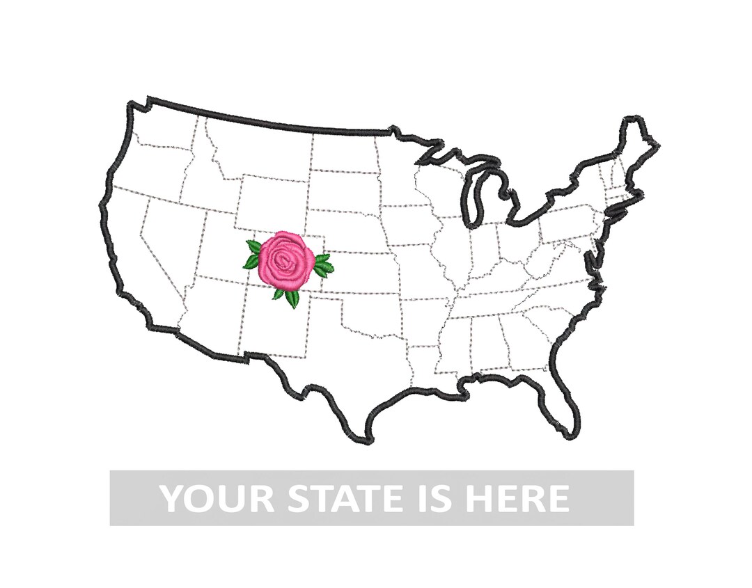 Digital, USA Map, America, Home Sweet Home, Floral Ornament Decor ...