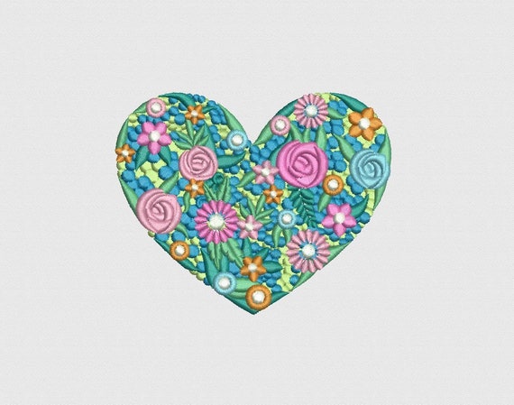 Heart Machine Embroidery Design 3 sizes | Etsy