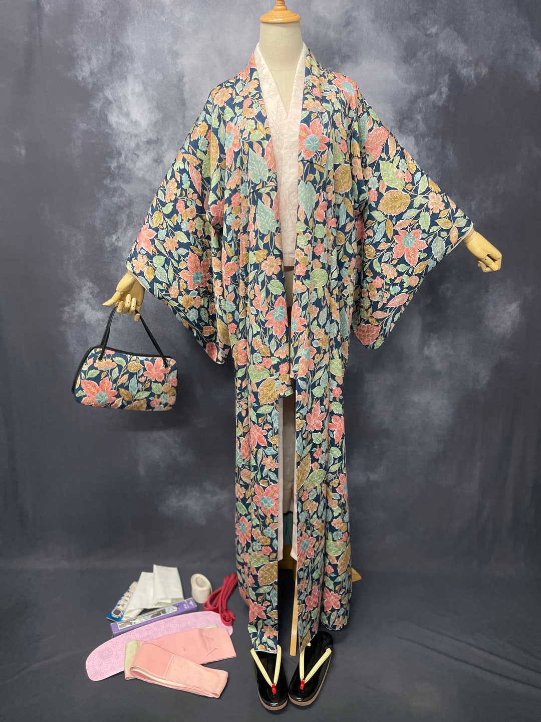 Vintage Silk Kimono Set,sustainable Fashion,flower Kimono, Kimono Set ...