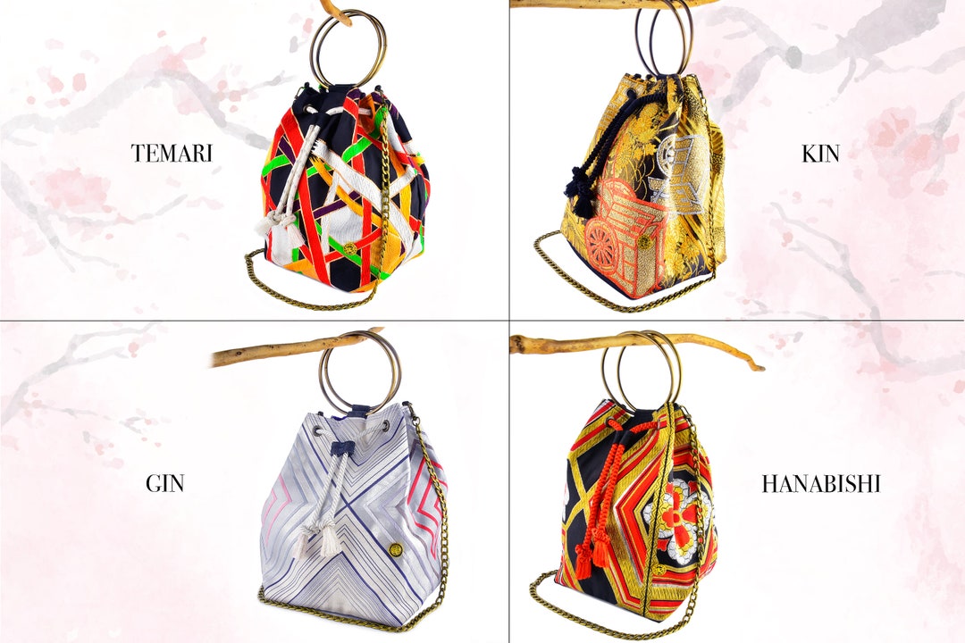 Japanese Vintage Obi Silk Embroidery Bag,red Handbag,kimono Bag,bucket ...
