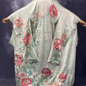 A Beautiful Japanese Blue Furisode Kimono, Blue Flower Kimo No,vintage ...