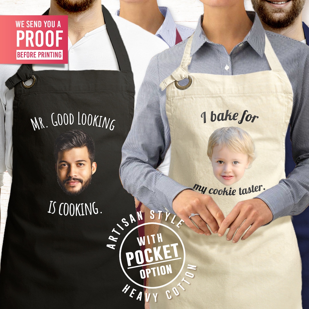 Custom Photo Apron, Apron With Pockets Photo Apron With Text Father Gift Mother's Gift APRON for ...