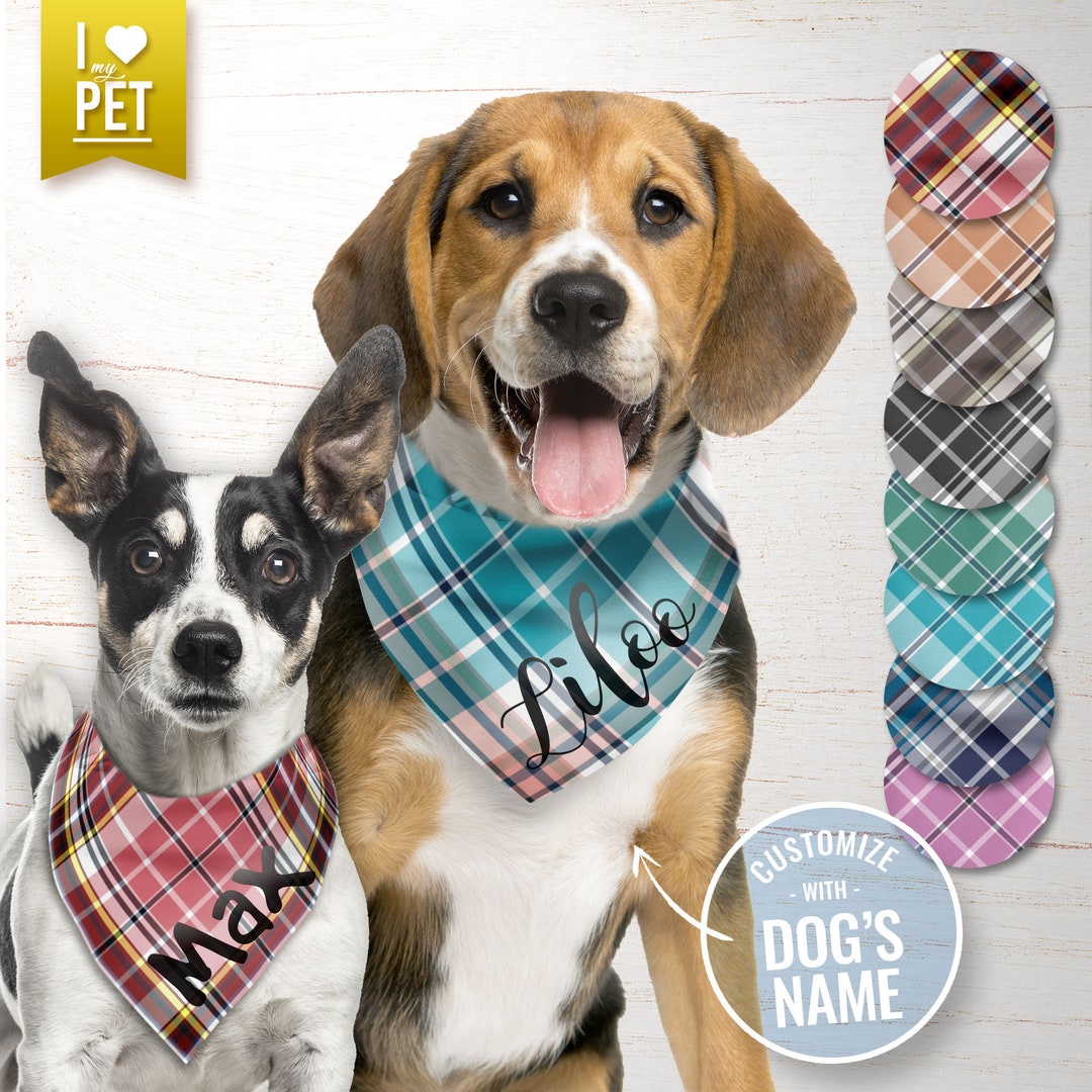 Personalized Dog Bandana With Name, Custom Pet Scarf, Cute Puppy ...