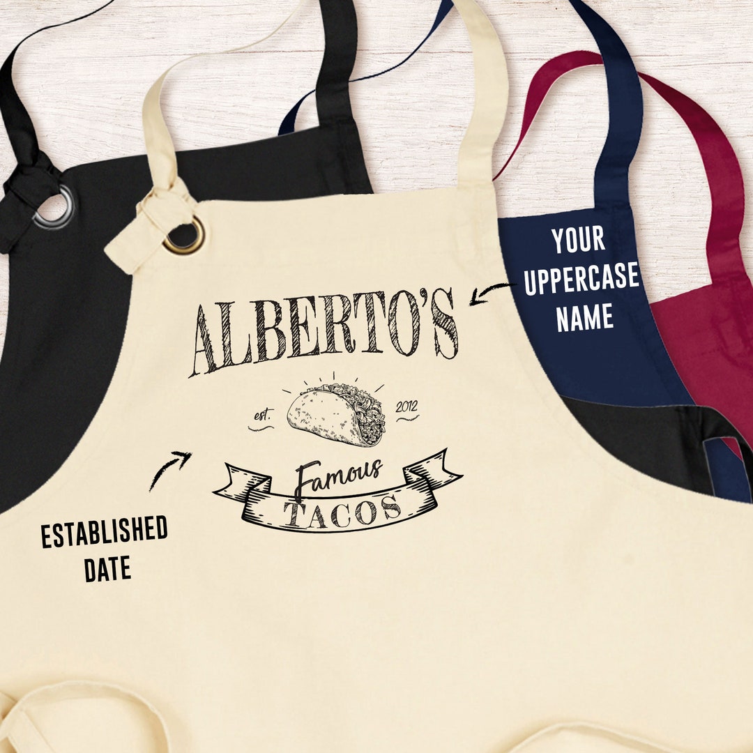 Personalized Taco Apron With Name, Custom Cooking Kitchen Apron, Mother ...