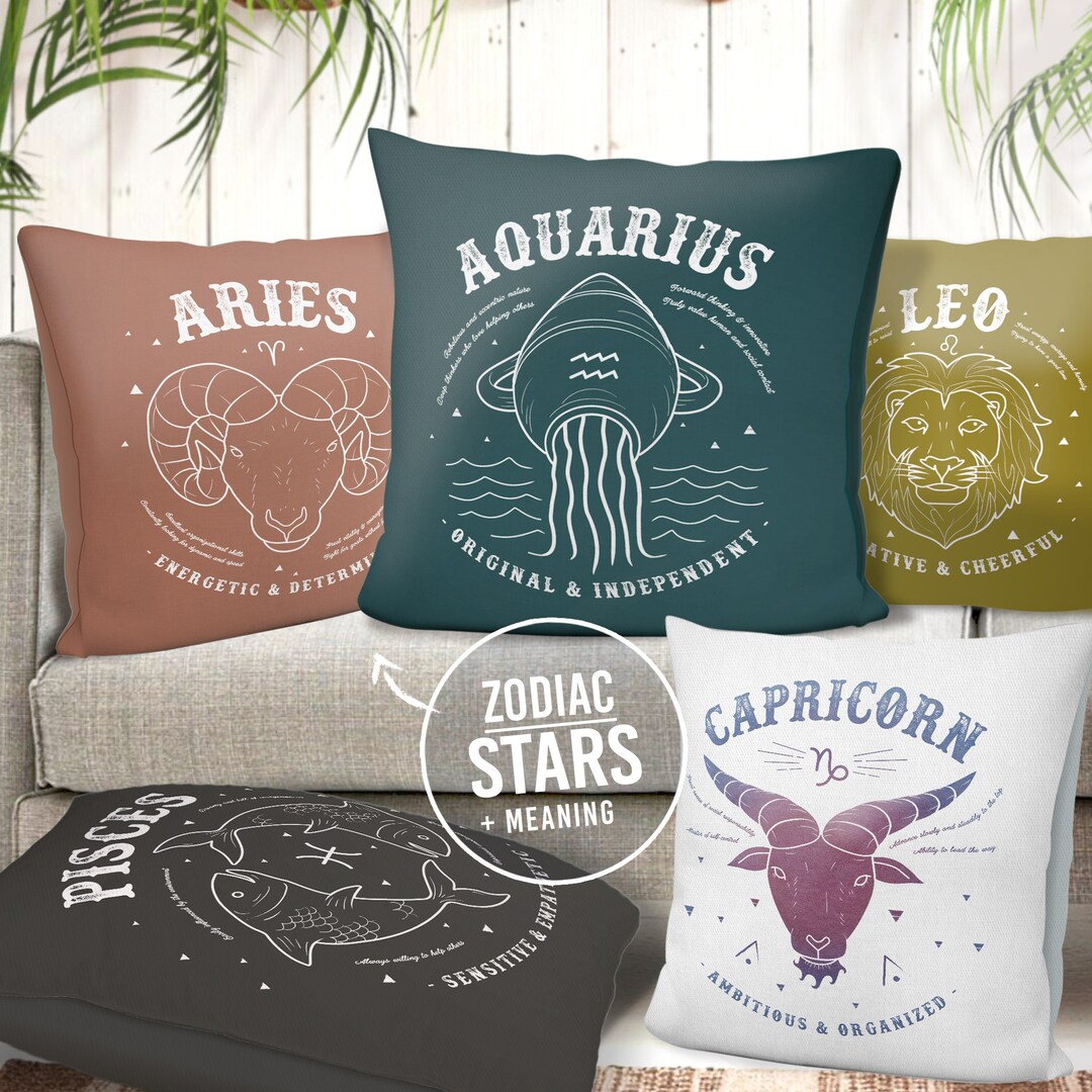 Zodiac Star Cushion, Zodiac Sign Pillow, Horoscope Gift Idea, Gift for ...