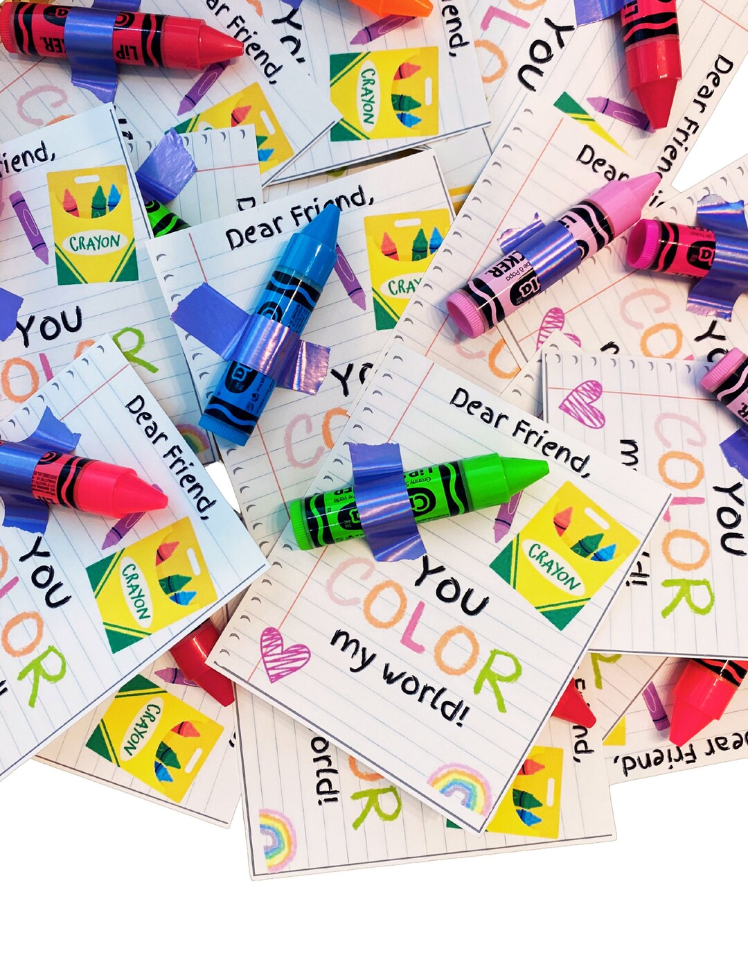 DIY You Color My World Class Valentines - Etsy