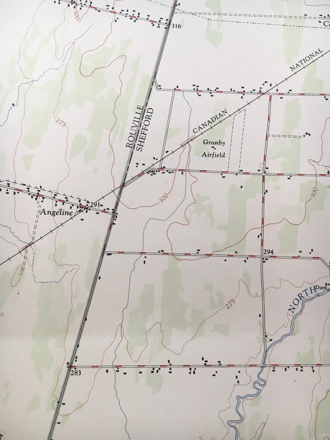 1958 Vintage Map Granby, Quebec / Yamaska Mountain / Rouville ...