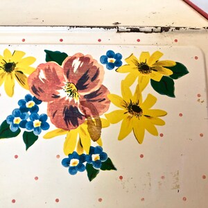 Vintage Metal Floral Bread Box With 2 Doors / Vented Pie Safe / Country ...