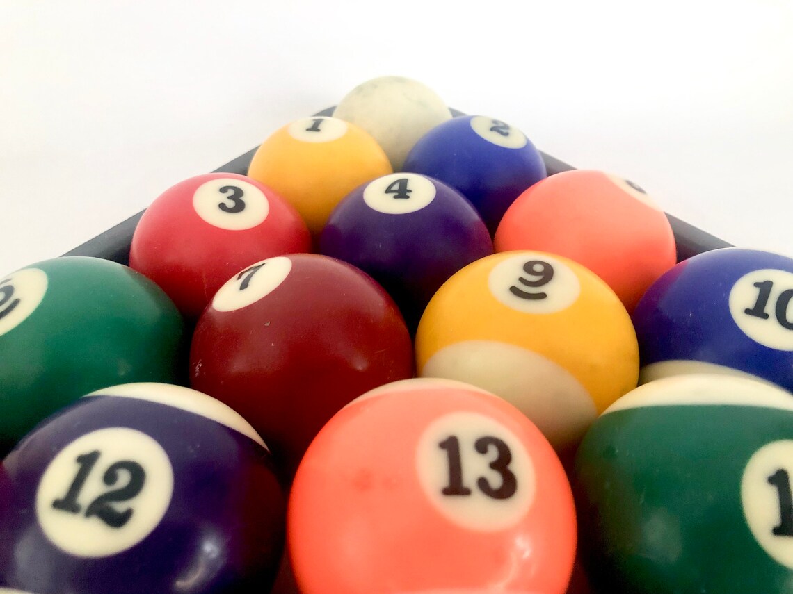 Vintage Pool Balls / Billiard Balls / Stripes & Solids / Game Room ...