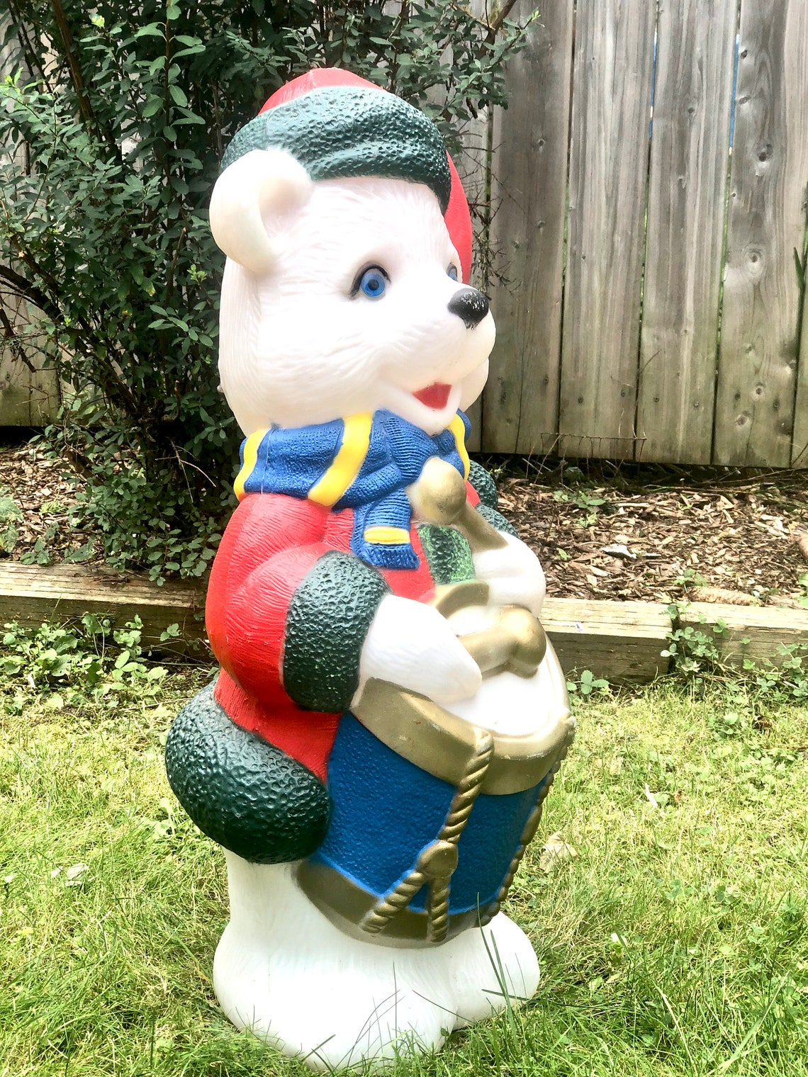 1996 TPI 33" Drummer Bear Blow Mold / Illuminated Christmas Lawn Decor ...