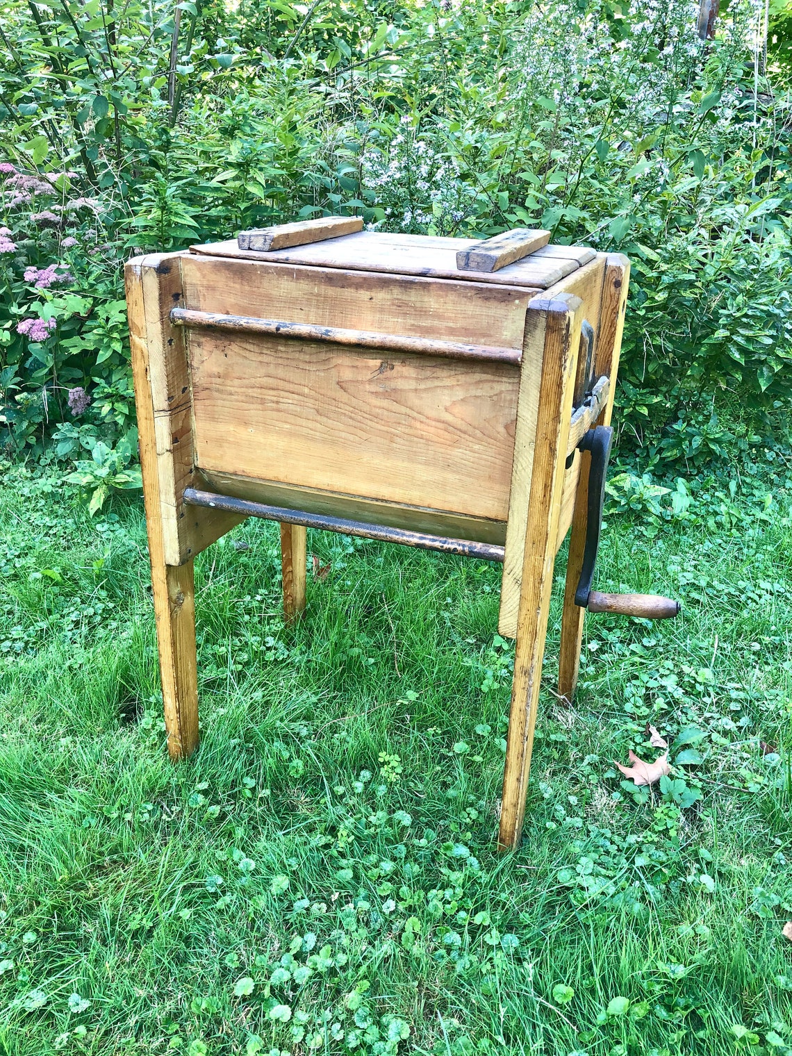 Antique French Canadian Butter Churn Side Table / Crank Wood Butter ...