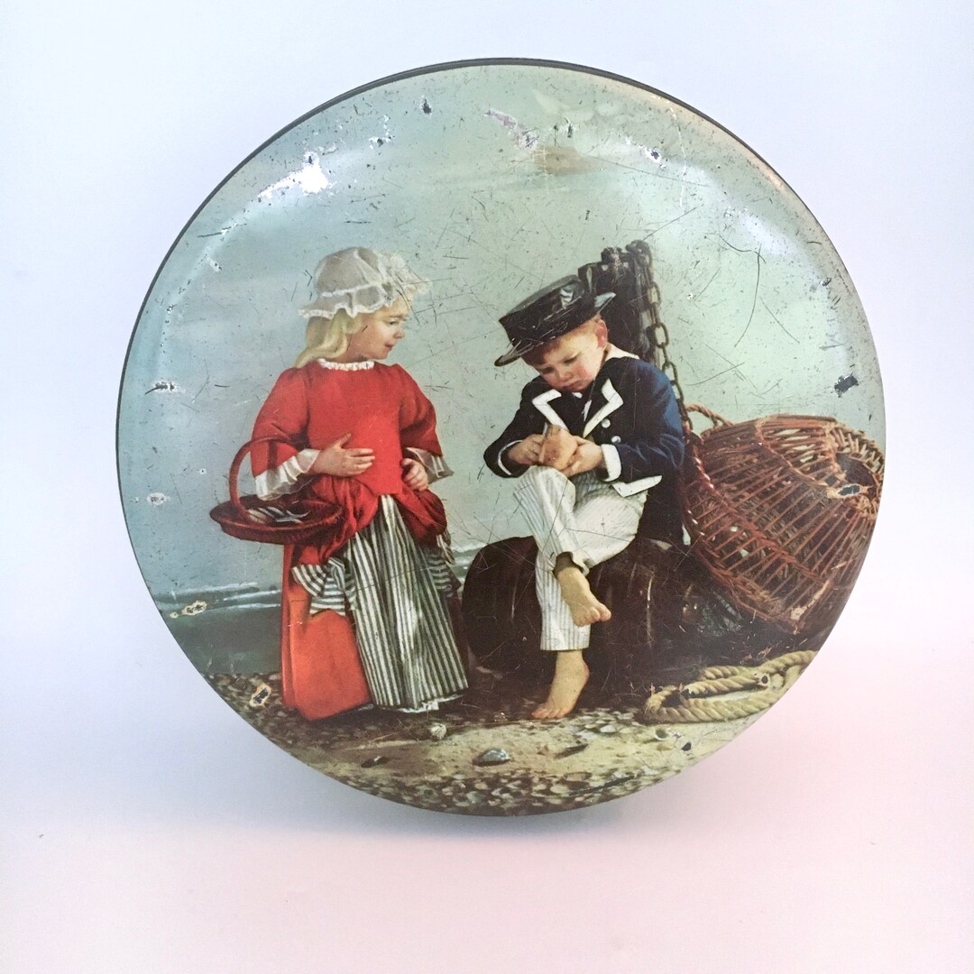 Lata de galletas Scribbans Kemp antigua / Lata de lata Litografía ...