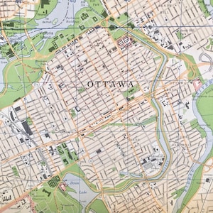 LARGE Original Vintage Military City Map of Ottawa & Hull / Historic ...