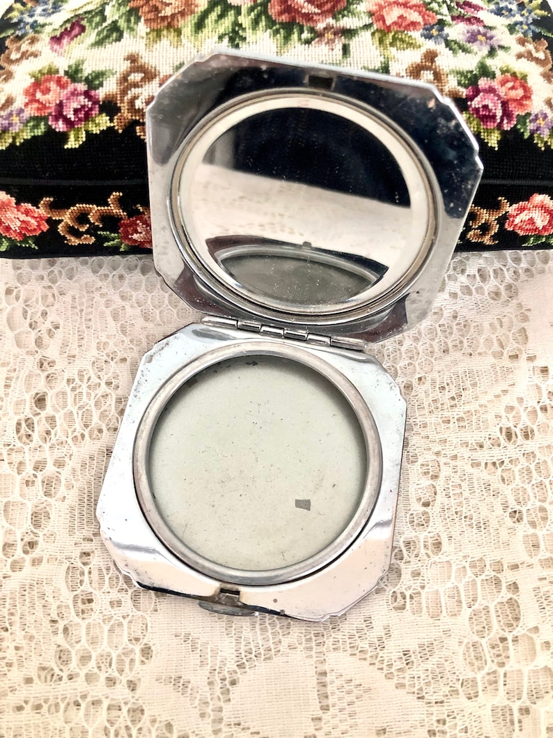 Vintage Two Tone Pressed Powder Compact With Mirror / 59 Mm - Etsy