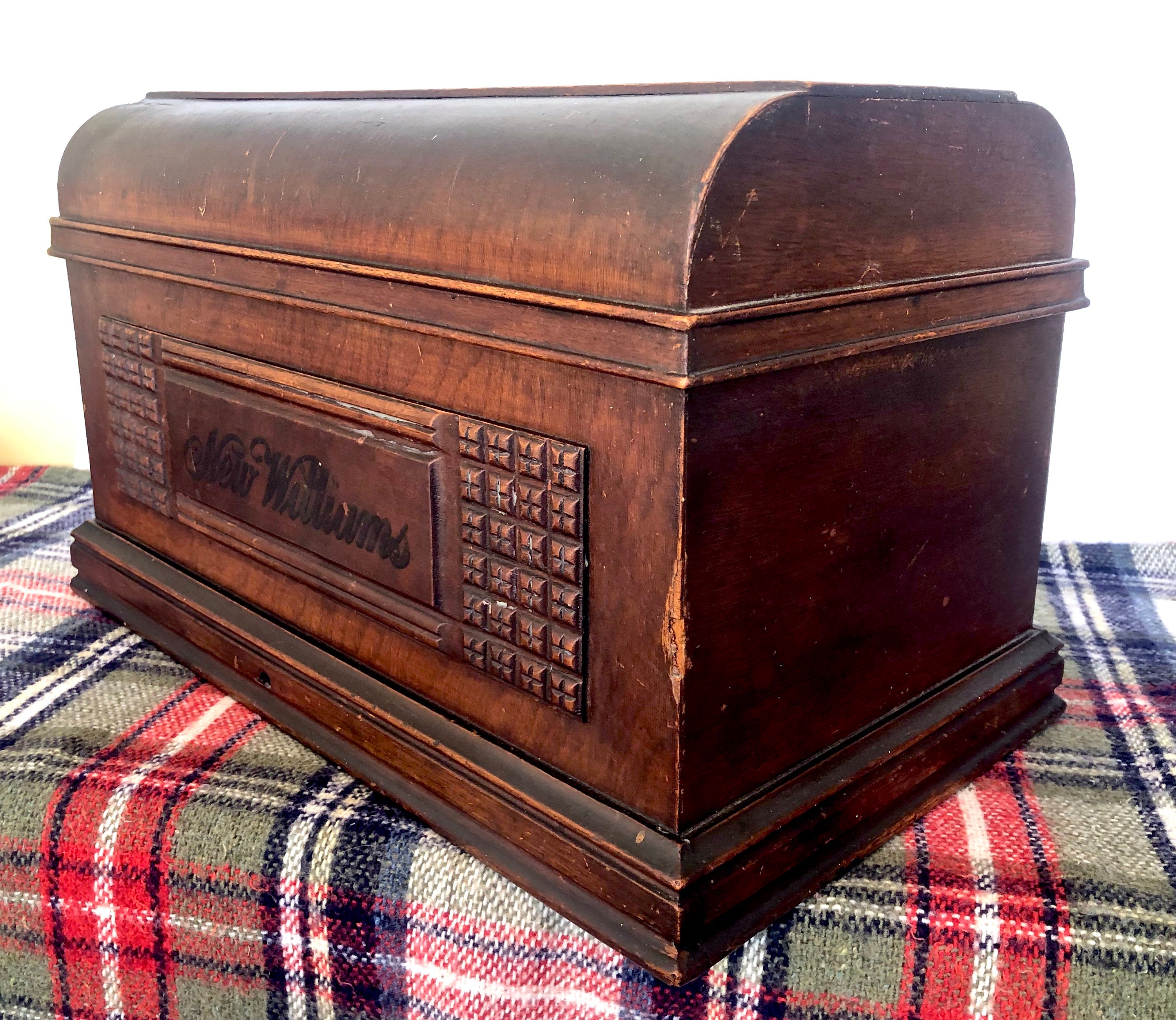 Antique Oak New Williams Sewing Machine Lid / 1800s Coffin Top Sewing ...