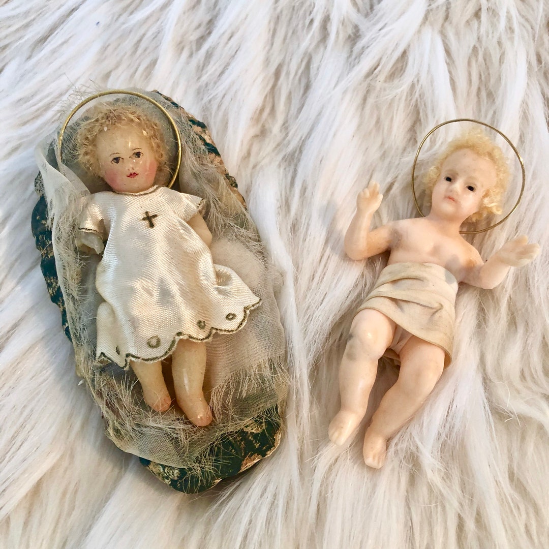 French Nativity Baby Jesus / Wax Infant Jesus Vintage / Reglious ...