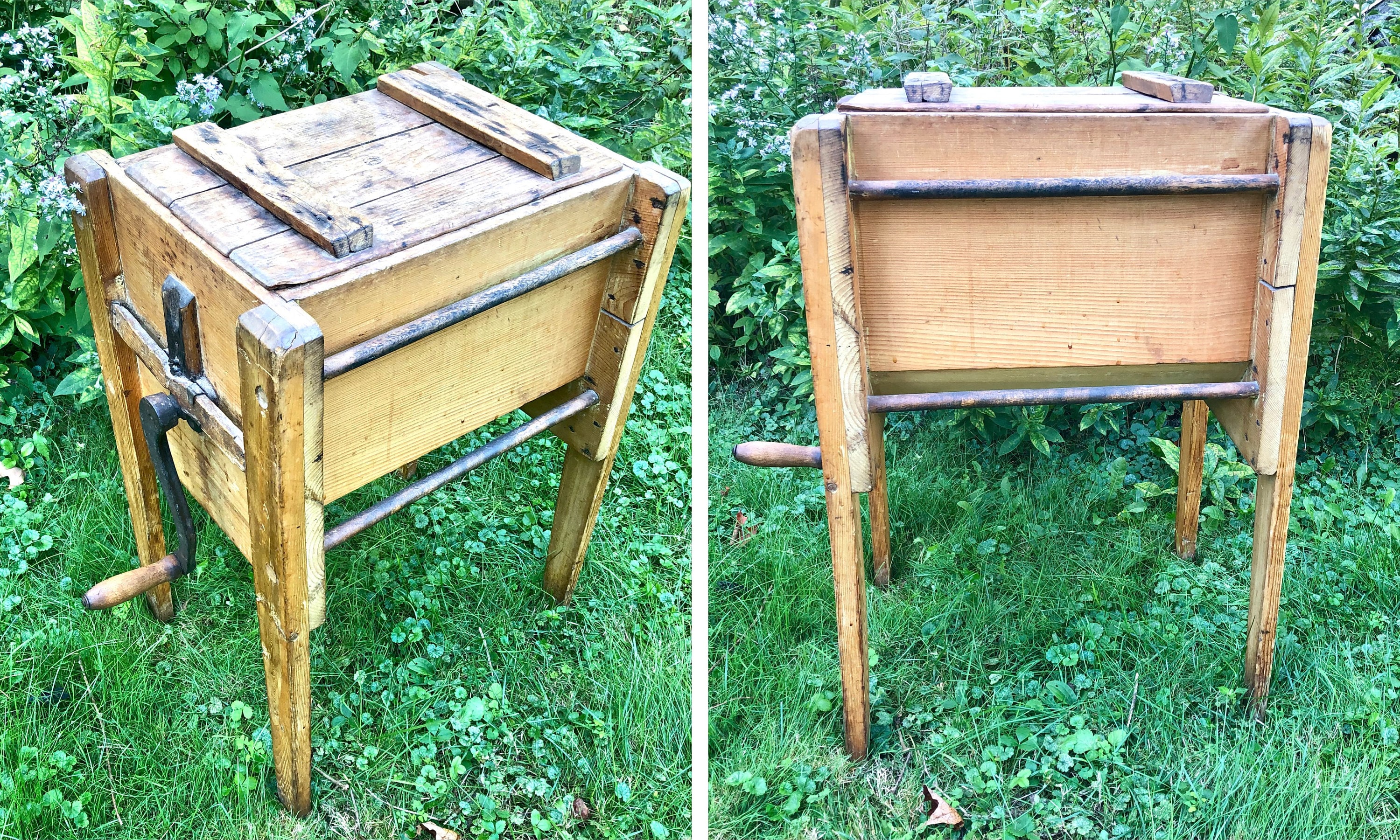 Antique French Canadian Butter Churn Side Table / Crank Wood Butter ...