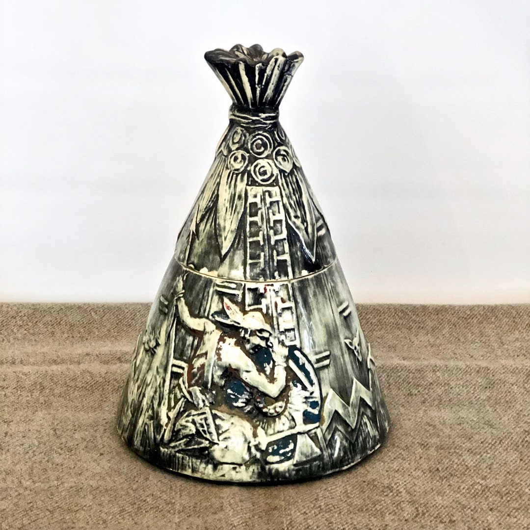 Vintage Mccoy Native American Teepee Cookie Jar #137 / 1950s Indigenous ...