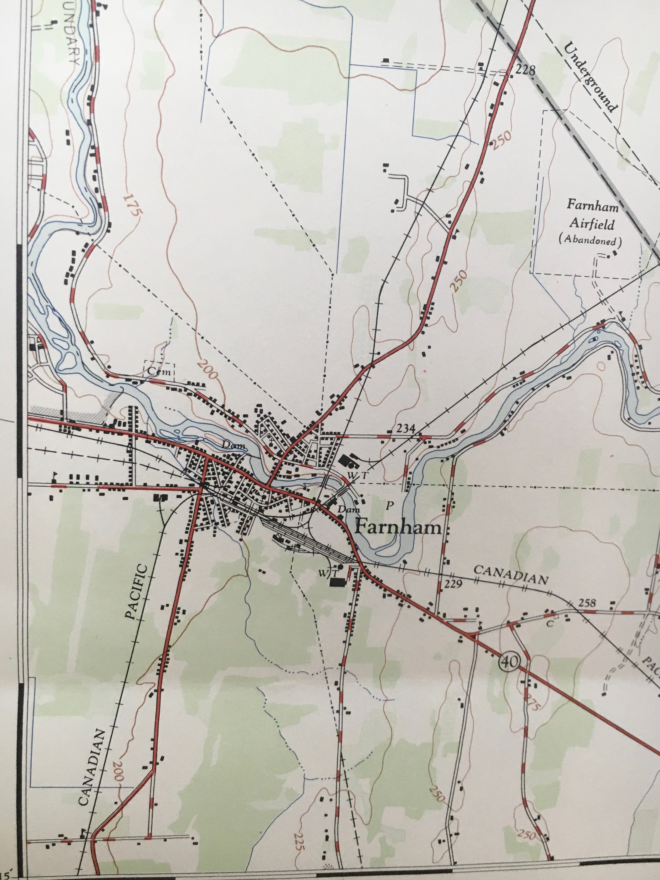 1958 Vintage Map Granby, Quebec / Yamaska Mountain / Rouville ...