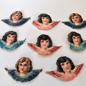 Two Antique German Victorian Die Cut Embossed Angels & Eight Paper ...