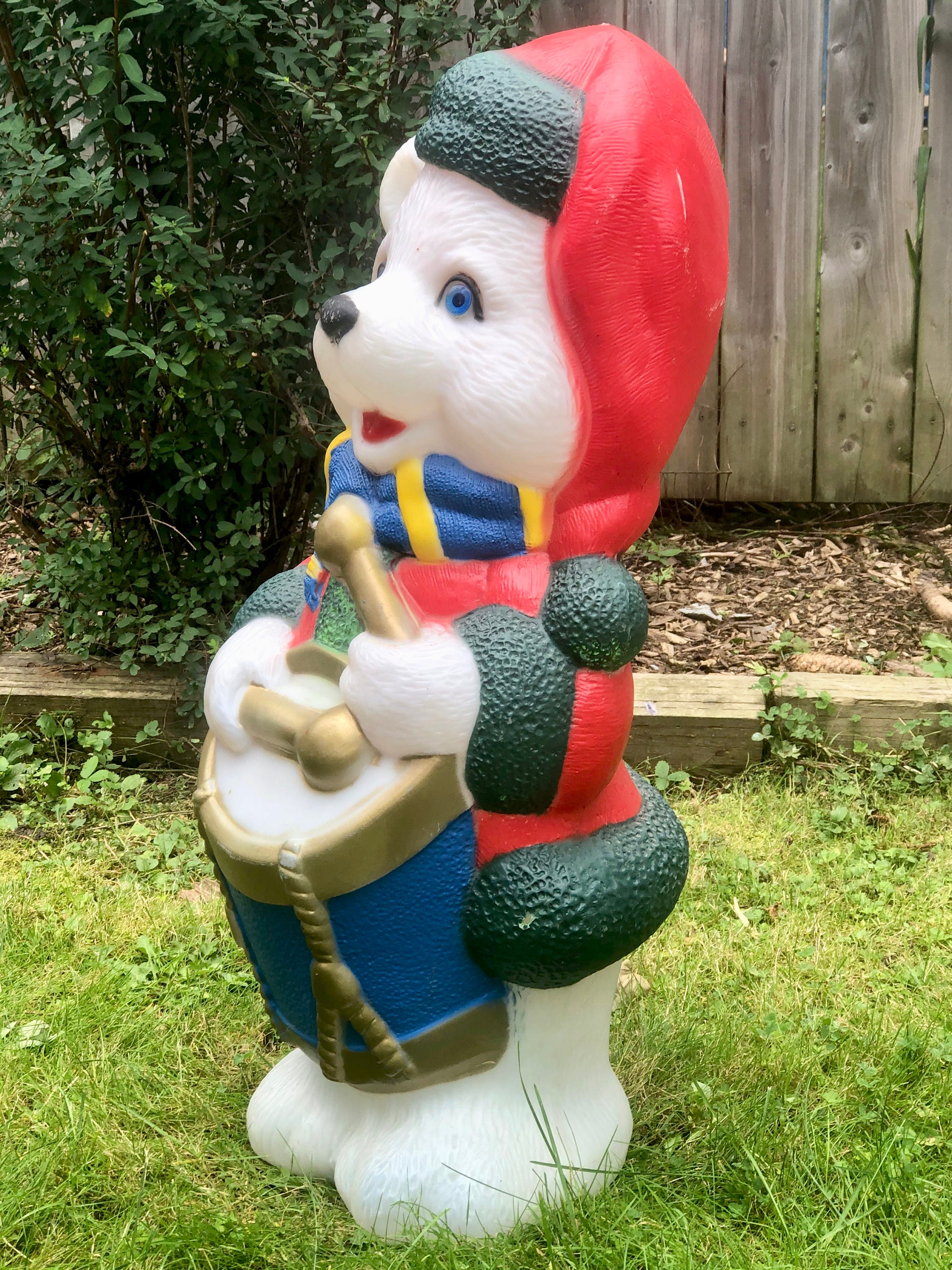 1996 TPI 33" Drummer Bear Blow Mold / Illuminated Christmas Lawn Decor ...