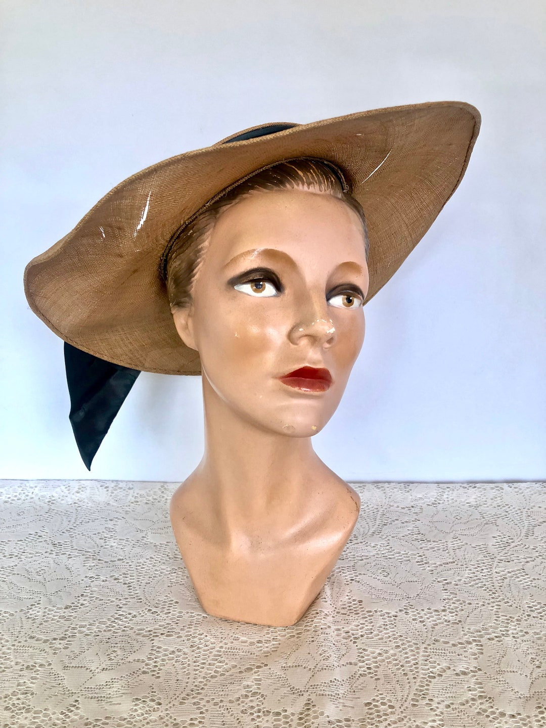 1930s Shop Display Head Mannequin / Plaster Head Mannequin / Hat ...