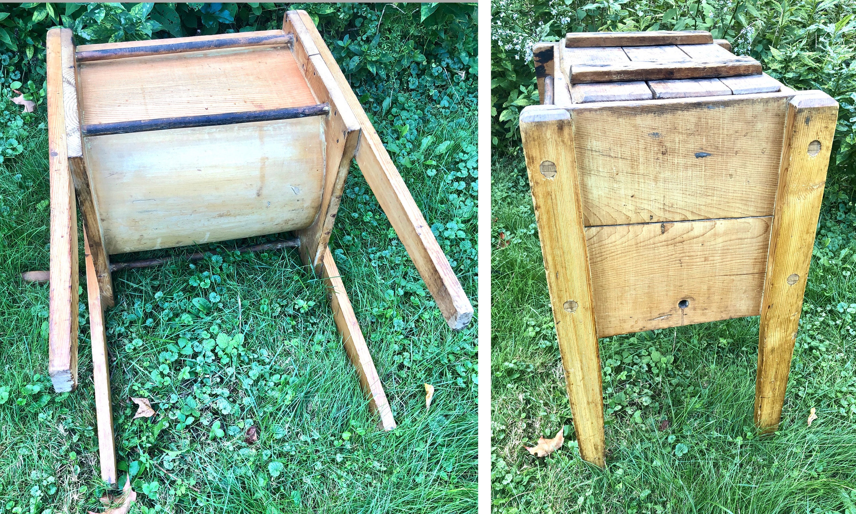 Antique French Canadian Butter Churn Side Table / Crank Wood Butter ...