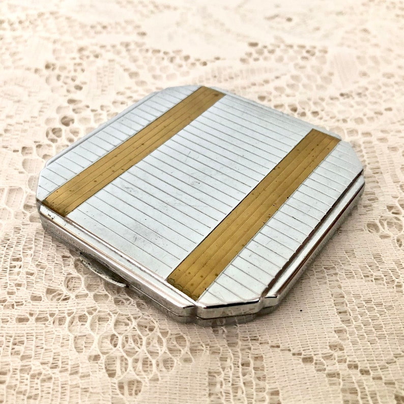 Vintage Two Tone Pressed Powder Compact With Mirror / 59 Mm - Etsy