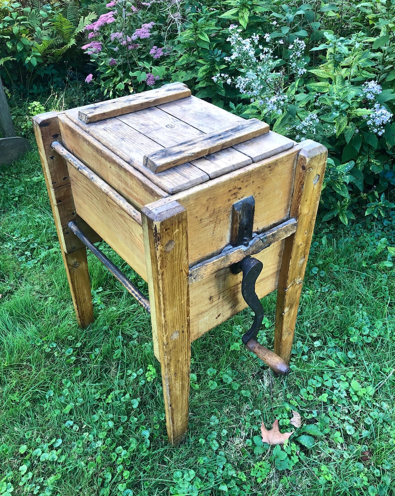 Antique French Canadian Butter Churn Side Table / Crank Wood Butter ...