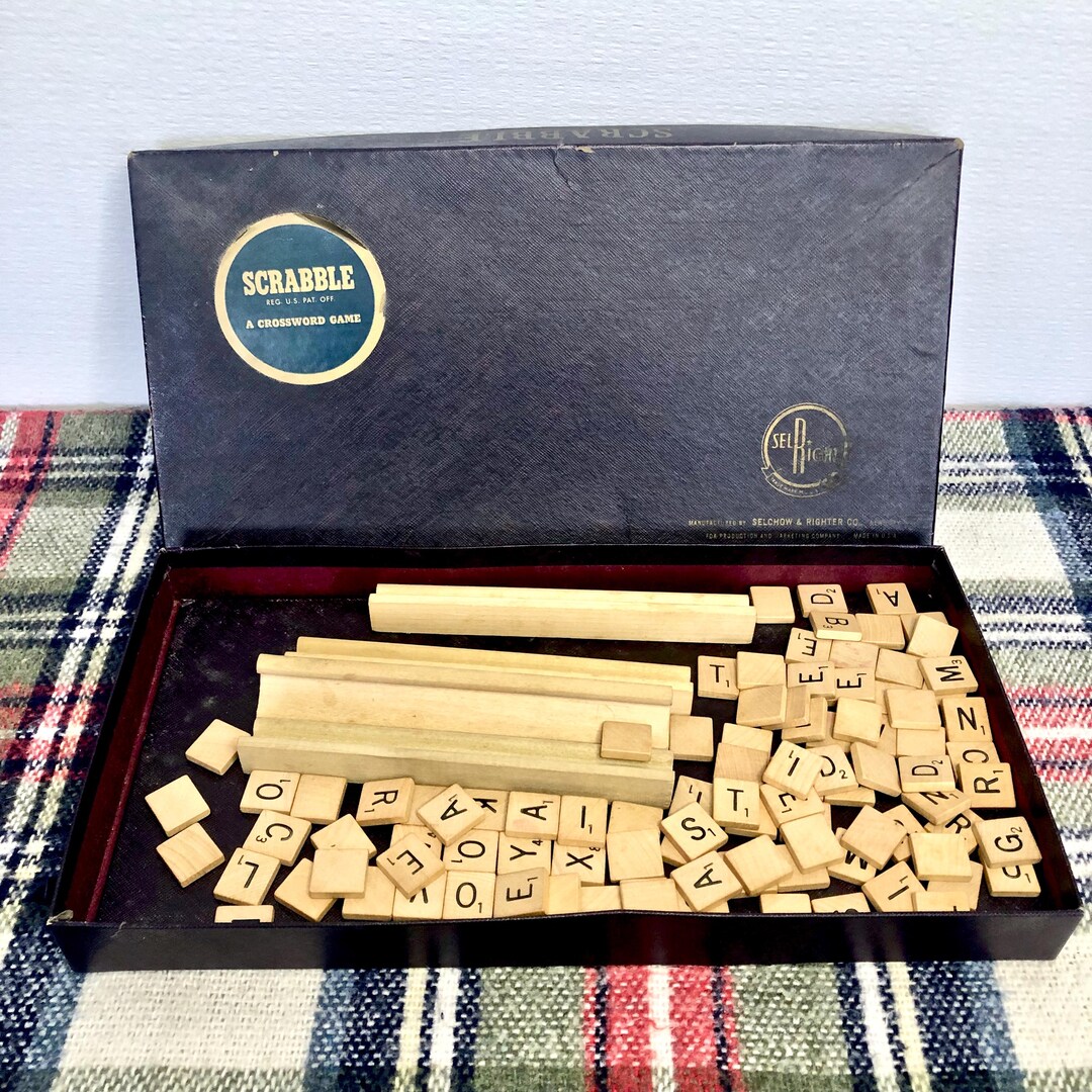 1950s Selchow & Righter Scrabble Game / Retro Crossword Board Game ...