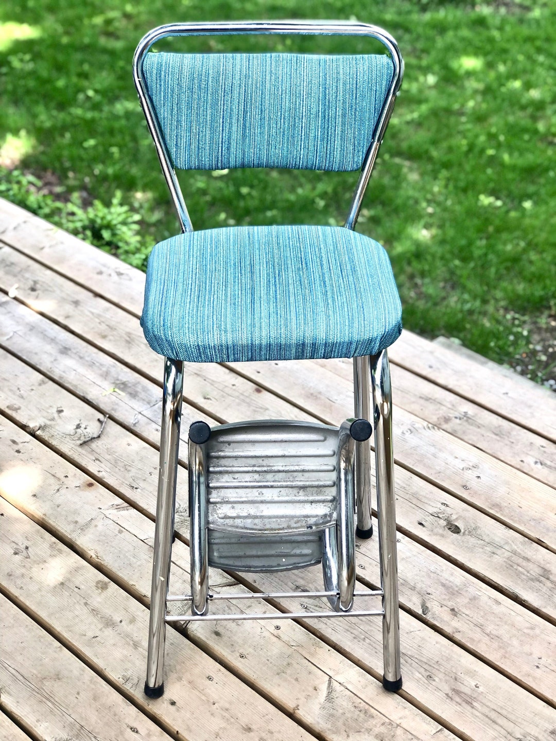 Reupholstered Vintage Flip up Step Stool / Nortex Products Padded ...