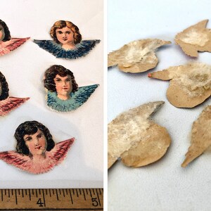 Two Antique German Victorian Die Cut Embossed Angels & Eight Paper ...