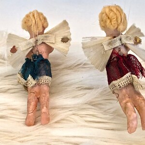 One Pair of Antique German Wax Over Composition Angels / 1800 Imperfect ...