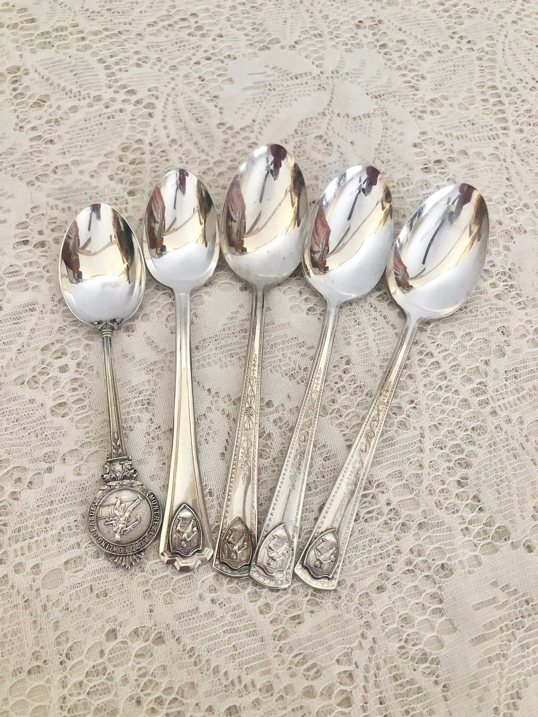 5 Silver Plate Teaspoon and Demitasse Commemorative Spoons / Bowling ...
