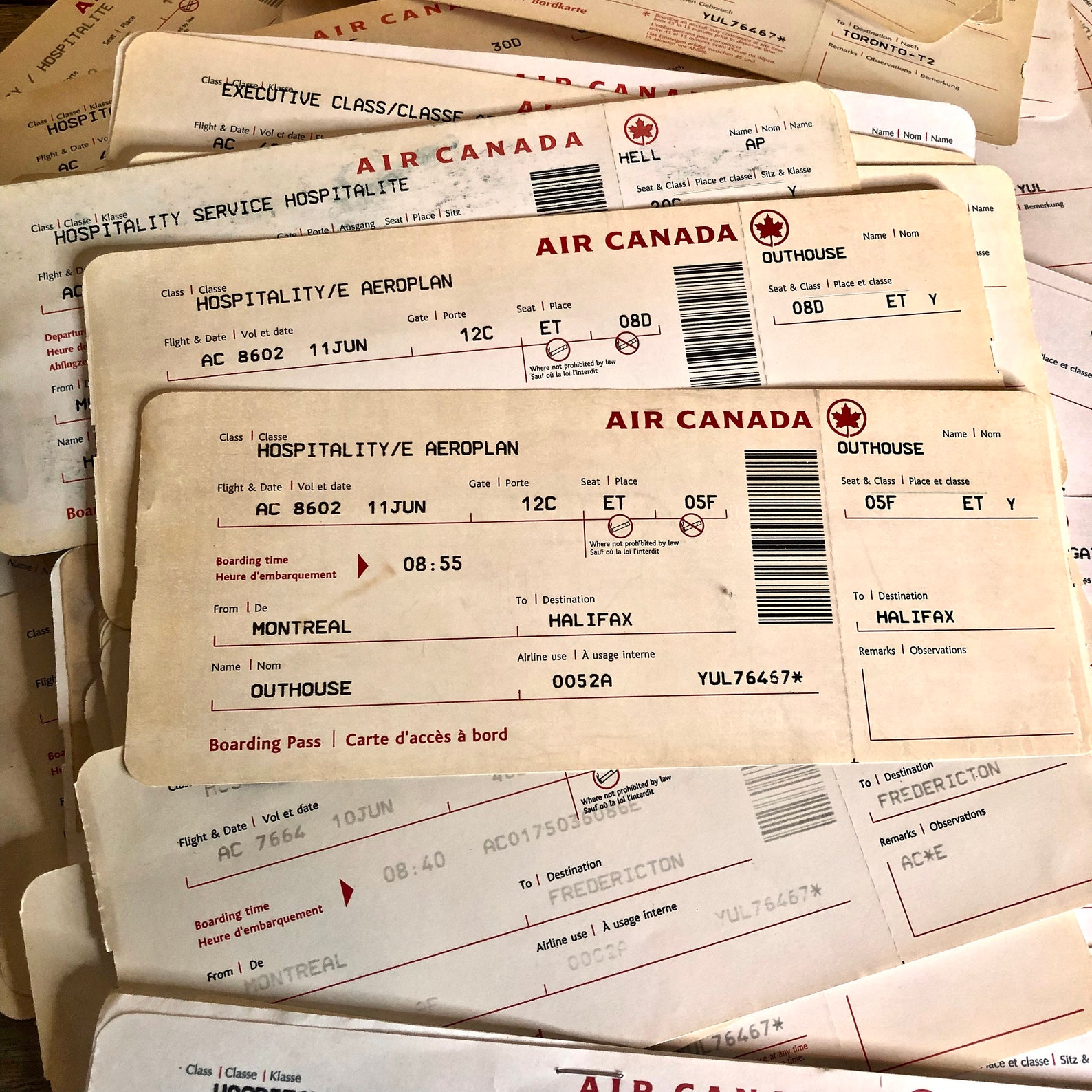 20 X Retro Air Canada Montreal Boarding Passes / 1990 YUL Air Canada ...