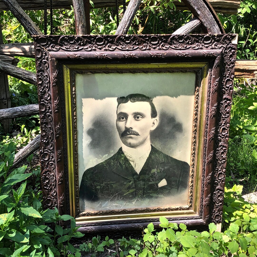 LARGE Gesso & Wood Framed Portrait / Gilded Ornately Framed Portraiture ...