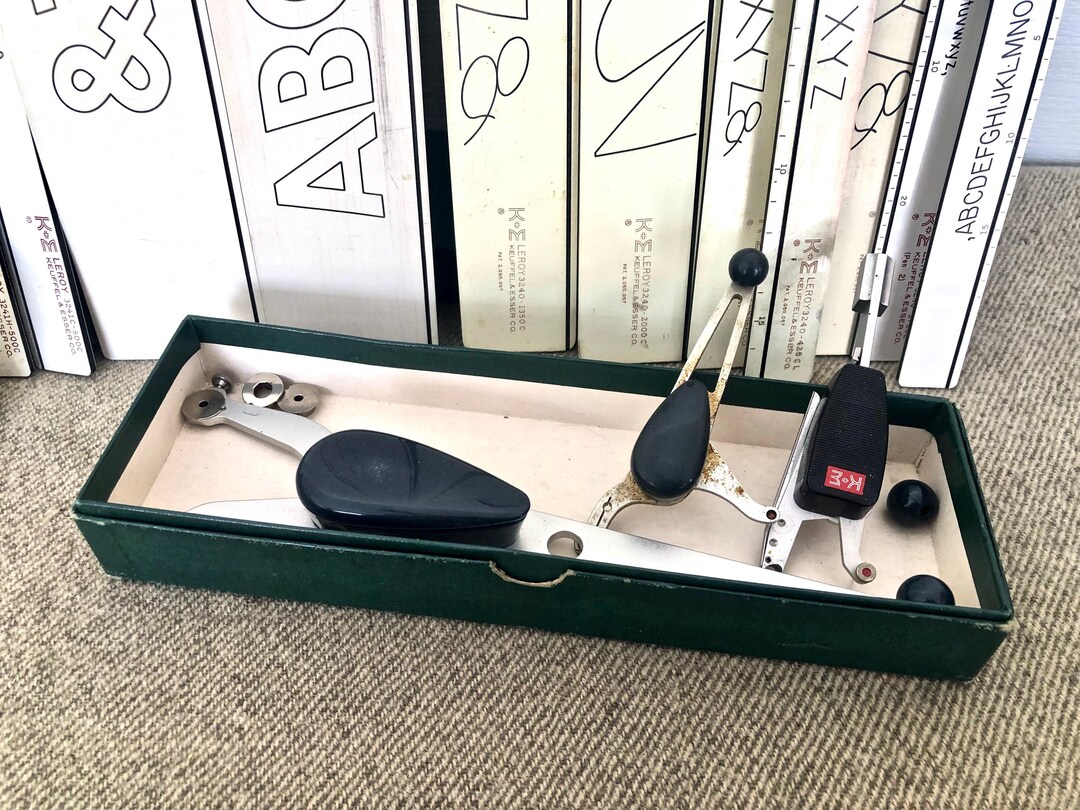 K+E Leroy Lettering Guides / 50s-70s Drafting Tools / 14 Templates, 3 ...