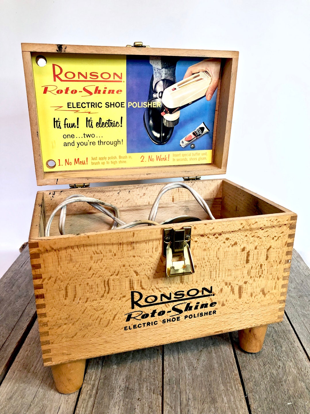 Working Ronson Roto-shine Shoe Shine Box W Original Accessories / 60s ...