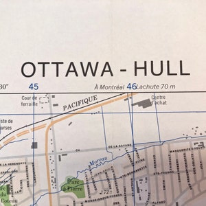 LARGE Original Vintage Military City Map of Ottawa & Hull / Historic ...