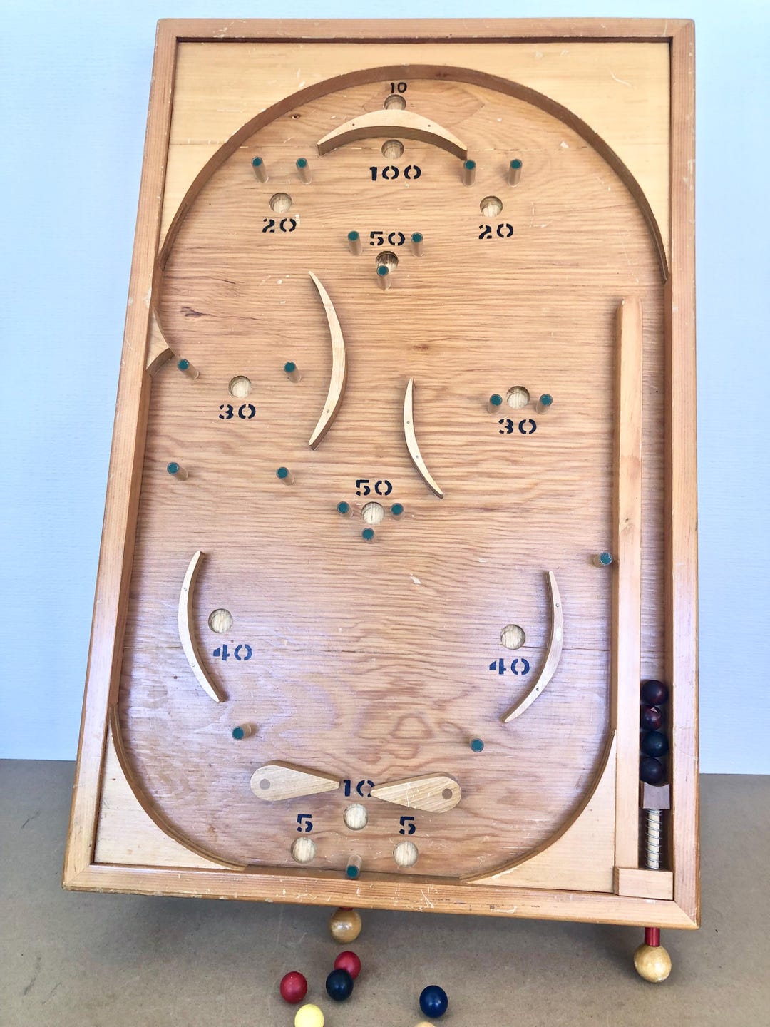 Mid-century Tivoli Style Bagatelle Pinball Game / Wooden Tabletop Game ...