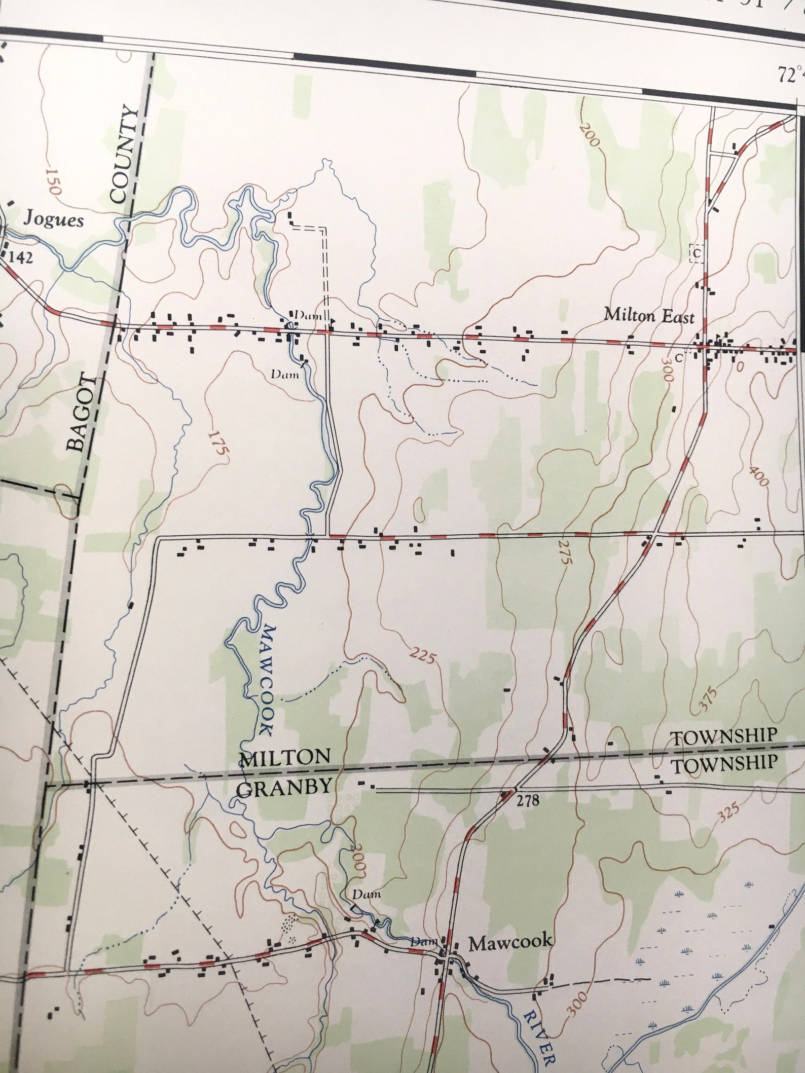 1958 Vintage Map Granby, Quebec / Yamaska Mountain / Rouville ...