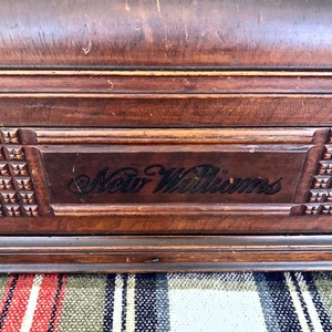 Antique Oak New Williams Sewing Machine Lid / 1800s Coffin Top Sewing ...