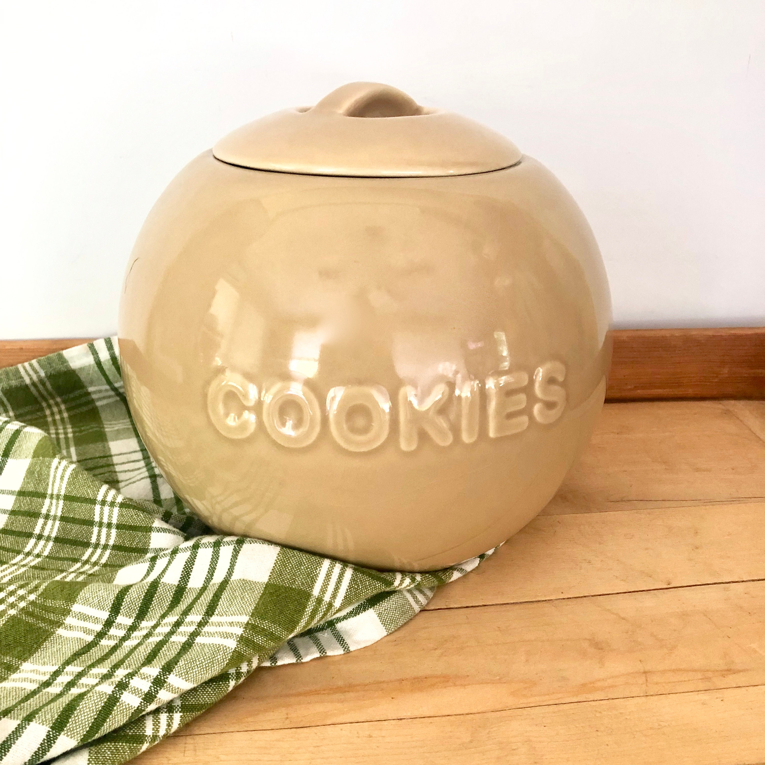 Vintage Round Ceramic Cookie Jar / Ball Shape Cookie Jar / Mid - Etsy
