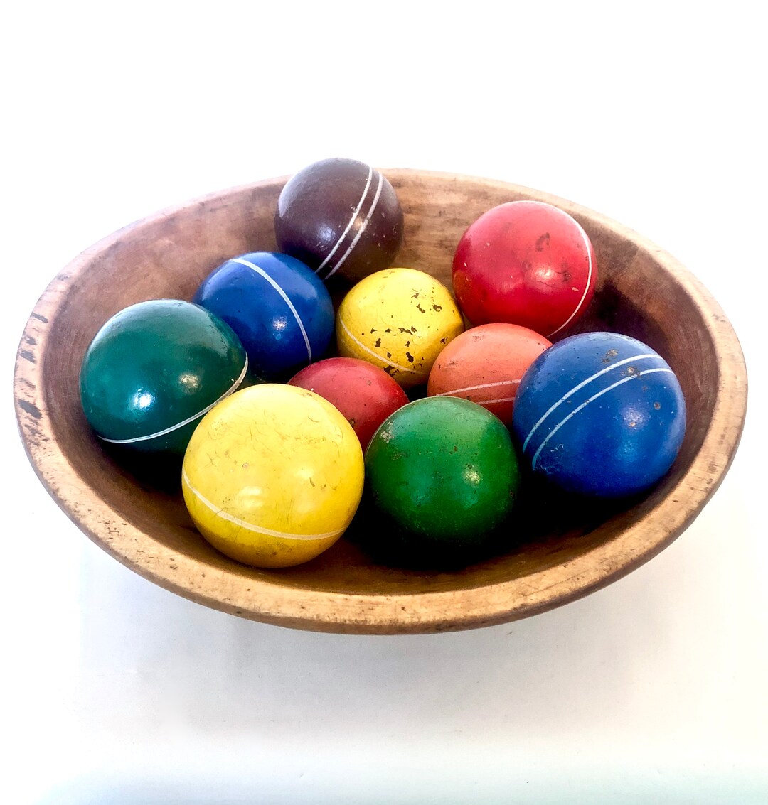 Vintage Wood Striped Croquet Balls / Classic Game Decor / Sports Theme ...